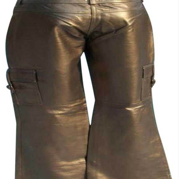 Cache | Pants & Jumpsuits | Cache Dark Gold Butter Leather Lined Cargo ...